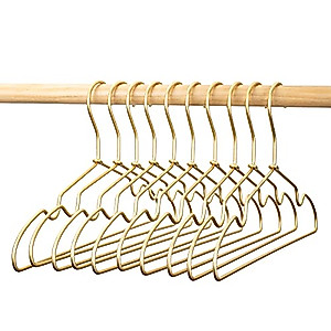 Koobay 12.5” Gold Matt Metal Coat Hanger, 30PCS, Children Standard Suit Hanger, Clothes Hangers for Closet Organization Notches Satin Matt