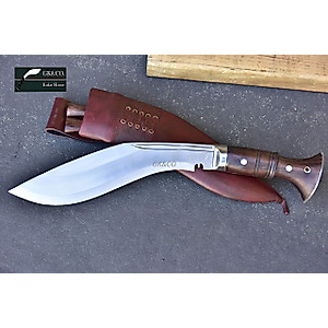 GK&CO. Kukri House Genuine Kukri/Khukuri Knife - 10" Blade Full Tang Panawal Angkhola Village Working Kukri Red Sheath - Handmade in Nepal.