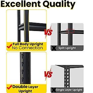 WRSTER-TECH Storage Shelf 4 Tier Adjustable Garage Storage Organizer, Heavy Duty Metal Storage Utility Rack Shelving with Thicken Wooden Board for Kitchen Warehouse Pantry Closet Office