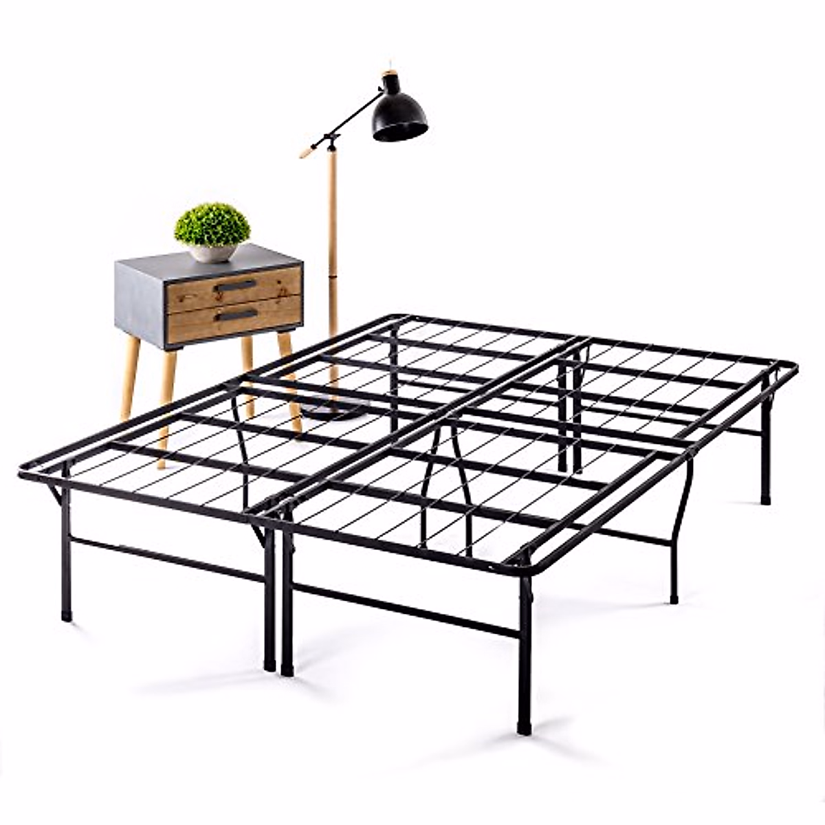 Best Price Mattress 18 Inch Metal Platform Beds w/ Heavy Duty Steel Slat Mattress Foundation (No Box Spring Needed), Black