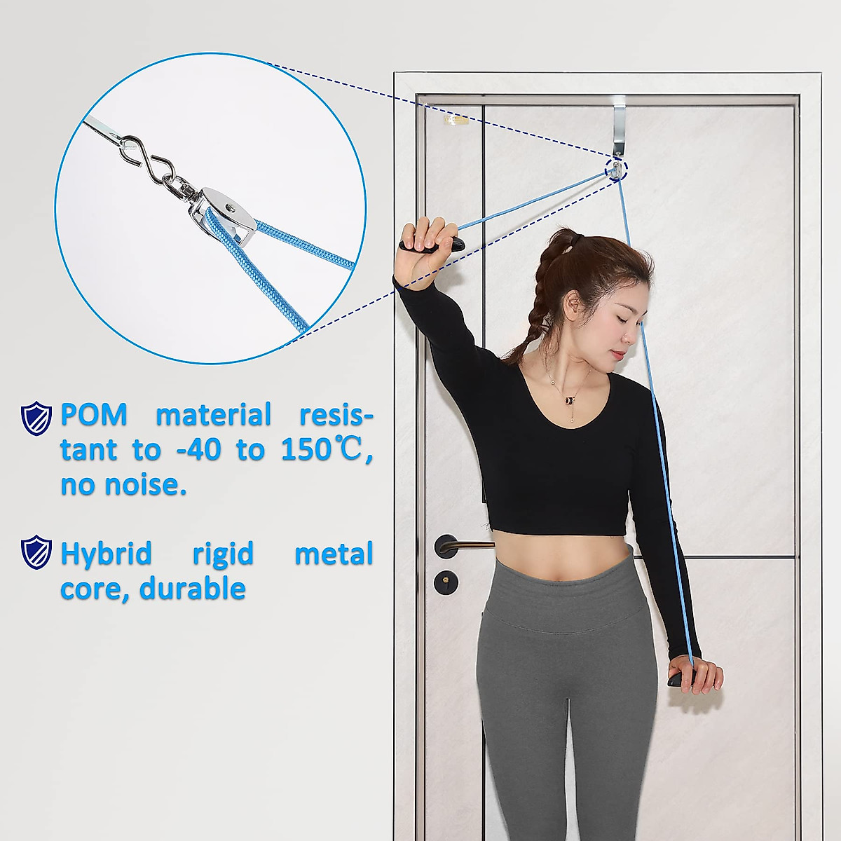 Shoulder Pulley Over The Door Physical Therapy System, Exercise Pulley for Physical Therapy, Alleviate Shoulder Pain and Facilitate Recovery from Surgery (Blue)