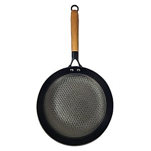 UPIT Master Preseasoned Cast Iron Skillet, Nonstick Rustproof Lightweight Pan with Wooden Handle, 9.5 inches