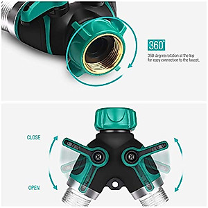 Riemex Metal Garden Hose Splitter Upgraded 2022, 2 Way Y Hose Connector, Easy Grip, Easy to Open
