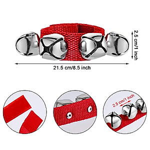 6 Pieces Christmas Band Wrist Bells Bracelets Musical Ankle Bells Instrument Percussion Rhythm for Christmas Party Favors Festival Accessories (Red and Green)