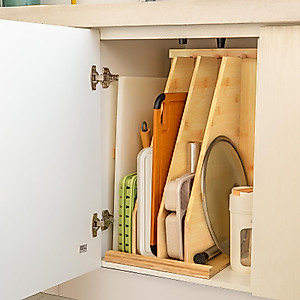 Brvclon Upgrades Tray Dividers for Cabinets,15in Hx22in Dx12in W, Kitchen Cabinet Tray Divider for Pans, Lids, Pot And Pan, Cookie Sheets,Cutting Boards. with 3 Dividers,Keeping The Kitchen Organized