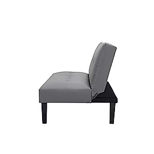 LTT Futon Sofa Bed, Futon Couch, Folding Sofa Bed Dual-Purpose Multi-Functional Grey Pu Solid Wood Legs Sofa Bed