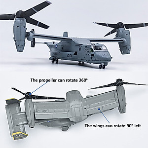 HZDJS V 22 Osprey Model Military Helicopter Tilt-Rotor Transport Helicopter Amphibious Attack Fighter Aircraft Model Toy Ornaments Foldable,1:72 Military Airplane