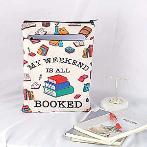 KUIYAI Book Reading Lovers Book Sleeve Bookworm Bookaholic Book Cover Librarian Book Sack Gift My Weekend Is All Booked Zipper Pouch Gift For Bookish (WeekBookBS)