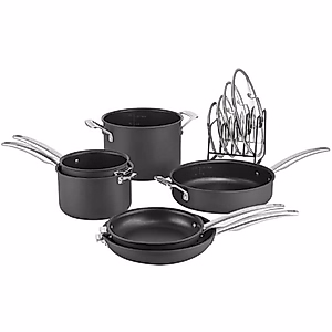 CUISINART N61-11 Nonstick Hard-Anodized Nesting Cookware Set, 11 Piece, Black