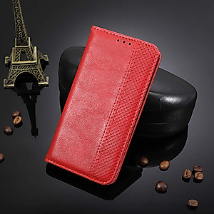 Tznzxm for TCL ION V Case,TCL ION X T607DL Wallet Case,PU Leather Flip Book Style Cover with Kickstand Card Holder Slots Protective Magnetic Phone Case for TCL ION V/TCL ION X T607DL Red