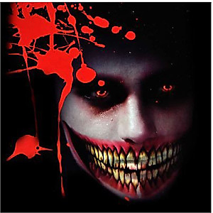 12 Sheets Halloween Prank Makeup Temporary Tattoo Clown Tattoo Stickers Halloween Joker Tattoos Clown Horror Big Mouth Tattoo Stickers for Kids Adult Halloween Cosplay Party Decorations