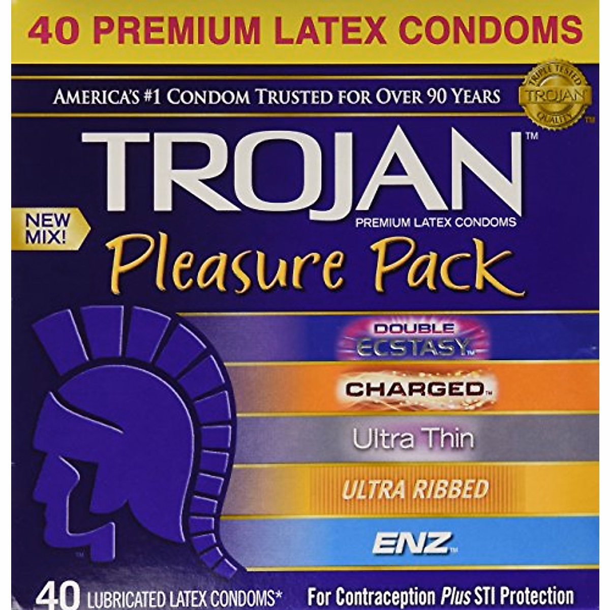 Trojan Pleasure Pack Premium Lubricated Latex Condoms, 40 Count