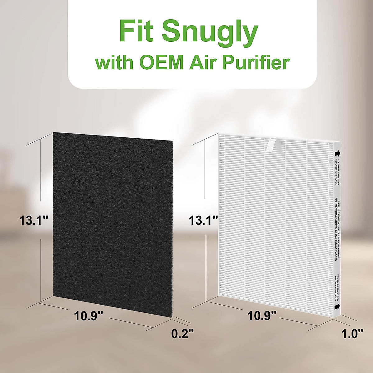 VALZONE Winix C545 2 Pack H13 True HEPA Replacement Filter S Compatible with Winix C545 Part# 1712-0096-00 with 8 Extra Activated Carbon Pre-Filters 13.07 x 10.94 x 0.98 inches