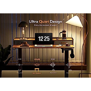 Claiks Standing Desk with Drawers, Stand Up Electric Standing Desk Adjustable Height, Sit Stand Desk with Storage Shelf and Splice Board, 48 Inch, Rustic Brown