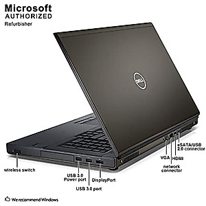 Dell Precision M6800 17.3in Laptop Business Notebook (Intel Core i7-4810MQ, 16GB Ram, 500GB HDD, 2GB Integrated Graphics Card, HDMI, DVD-ROM, WiFi, Express Card) Win 10 (Renewed)