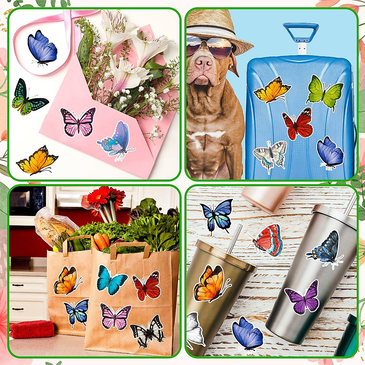 1600 PCS Butterfly Roll Stickers, 16 Styles Butterfly Stickers for Kids, Waterproof and Sun-Proof 3D Roll Stickers for Parties, Walls, Scrapbooks, Envelopes, Birthday and Greeting Cards