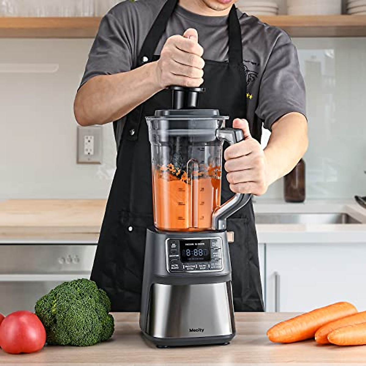 Mecity Professional Countertop Blender With Vacuum Pump, Sport Bottle, Electric High Speed Blender For Smoothie shakes Juice Soup Baby Food Frozen Fruits, LCD Display, Ice Crusher, Auto Clean, 53 Oz, 120V, 1000W