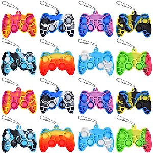 WHGAMNCE 16 Pcs Mini Pop Fidget Keychain,Tiny Push Pop Fidget Toy Back,Fidget Toys Bulk,Keychain Pop Bubble Toy,Anxiety Stress Reliever Toy for Kids Adults.