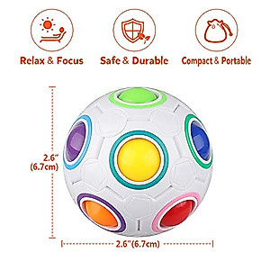 D-FantiX Rainbow Puzzle Ball 4 Pack, Magic Rainbow Ball Puzzle Cube Fidget Balls Puzzle Brain Games Fidget Toys for Kids Adult, Brain Teasers for Kids Boys Girls, Easter Basket Stuffers for Kids