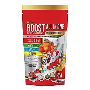 A.D.P. Fish Booster Bloodworm Honey 100 g. Goldfish Food & All Tropical Fish Food Small Floating Pellet Grow Faster & Color Enhancing High Protein 32% Aquarium Baby Fish Newborn Fry Fish Feed Care