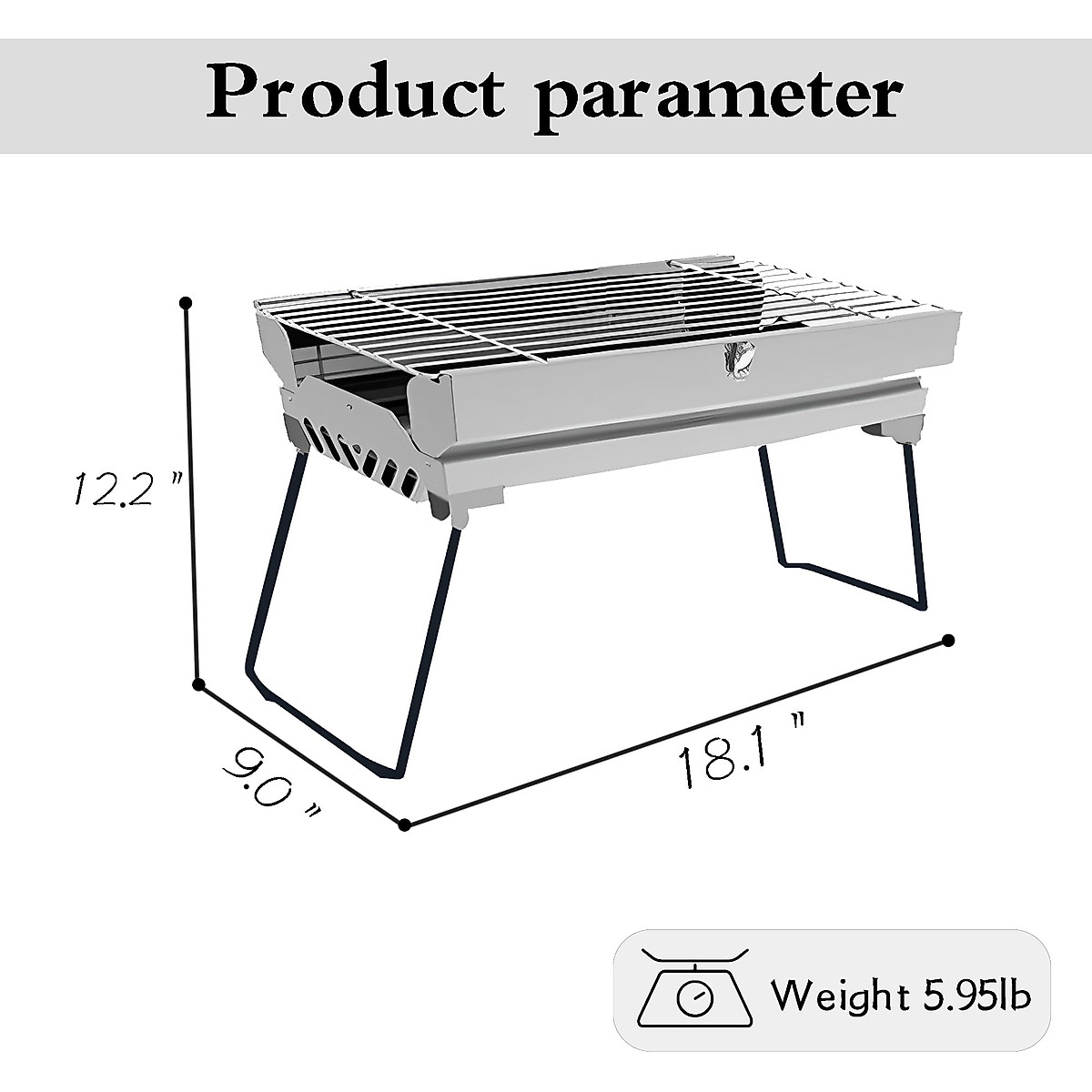 Portable Charcoal Grill 18 inch, Folding BBQ Grill Portable Grill with Reinforce Support Frame, Alloy Steel Table Top Grill Charcoal for Outdoor Cooking,Camping,Backyard Barbecue