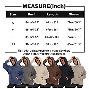 SAFRISIOR Oversized Hoodies for Women and Men Couples Fleece Basic Solid Hooded Sweatshirt Pullover Jackets Black
