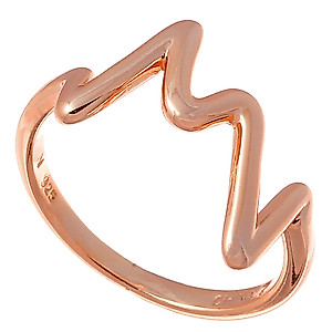 TwoBirch 18k Rose Gold Microplated 925 Silver Heartbeat Ring (Size 8)