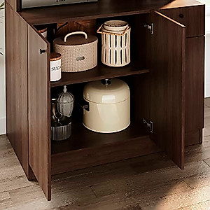 Living Skog Large Kitchen Storage Cabinet – Kitchen Cabinet with Extended Storage Space and Microwave Cart – Pantry Cabinet with Drawers – Kitchen and Pantry Cabinet (Brown)
