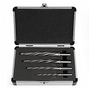 Lichamp 4 Piece Reamers Set for Metal, Taper Reamer Drill Bit for Steel for 3/8 1/2 5/8 3/4 inches Hole M2 HSS Chucking Bridge Steel Reamers