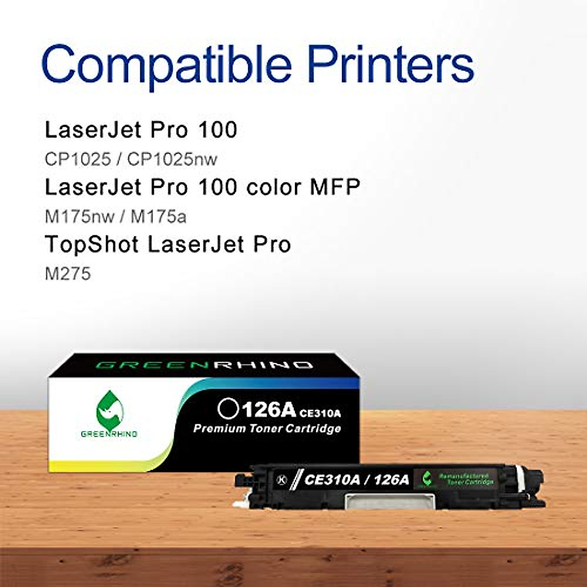 GREENRHINO Remanufactured Toner Cartridge Replacement for HP 126A CE310A CP1021 CP1022 CP1023 CP1025 CP1025nw CP1026nw CP1027nw CP1028nw ; MFP M175 M275 (Black, 1-Pack)