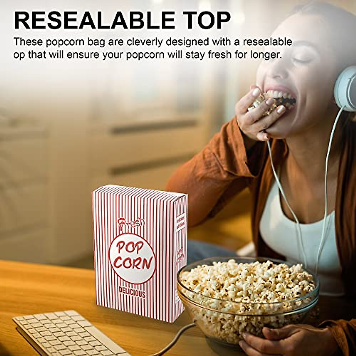 MT Products Popcorn Boxes for Party - 6 oz. (Pack of 30) - #8 Popcorn Buckets With Close Top - Great Popcorn Holder for Movie Night, Theater, Circuses, and Stadium