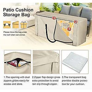 Porch Shield Outdoor Cushion Storage Bag 48 inch Waterproof Outside Storage Bags for Patio Furniture with Zippers and Handles
