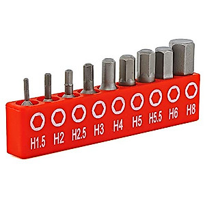 Hex Bit Set Metric 9PC With Rail - Allen Wrench Bit Set 1.5mm - 8mm - Perfect for Automotive, Bike, Bicycle, Appliance Repair - Ram Pro