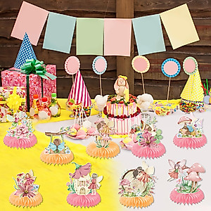 Fairy Honeycomb Centerpieces Birthday Decorations - 9PCS Fairy Party Centerpieces for Table, Butterfly Flower Fairies Theme Party Decorations, My Fairy First Birthday Baby Shower Supplies