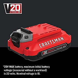 CRAFTSMAN V20 Cordless Leaf Blower, Variable Speed, Up To 100 MPH, with 2 Batteries and Charger (CMCBL720D2)