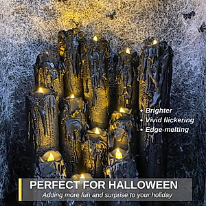 Homemory 24-Pack Melting Black Candles Battery Operated Tea Lights, Halloween Flameless Flickering Candles, Ideal for Holiday Decor, Theme Party, Dia 1-2/5" x H 1-1/4''