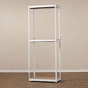 Baxton Studio Gavin White Metal 3-Shelf Closet Storage Racking Organizer