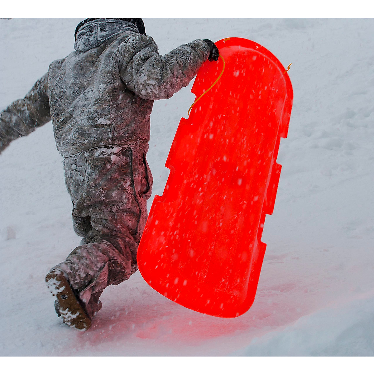 ESP 48" Day Glow Sno-Twin Toboggan – Two-Rider Sled – Tough Polyresin, Diamond-Polished Bottom – Neon Orange 1143