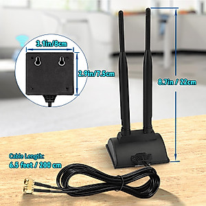 Eightwood WiFi Antenna with RP-SMA Male Connector, 2.4GHz 5GHz Dual Band Antenna Magnetic Base for PCI-E WiFi Network Card USB Adapter Wireless Router