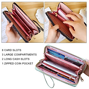 Ladies Wallets, PU Leather Long Wallets, Multi-card Slot Flower Wallets, Zipper Pocket Coin Purses, New Large-capacity Wallets, Exquisite Gifts for Girlfriends and Colleagues