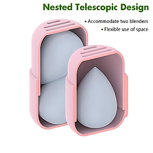 BEZOX Makeup Sponge Holder, Silicone Travel Beauty Sponges Case, Cosmetic Face Blender Drying Container (BLENDER NOT INCLUDED) - Pink