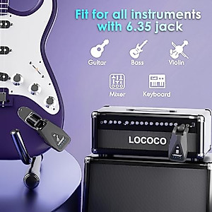 Wireless Guitar System: 164 Feet Range Wireless Transmitter Receiver - UHF 4 Channels Rechargeable Audio, 220° Rotatable Plug Design for Guitar Bass and Electric Instruments.(Black)