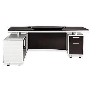 Zuri Furniture 83" Modern Kennedy Executive Dark Wood Desk with Left Return