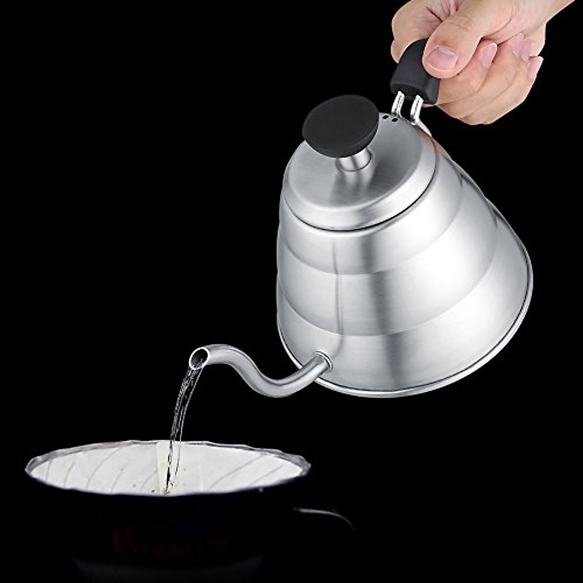 Ikunde Stainless Steel Hand Drip Pot Coffee & Tea Kettle with Gooseneck shaped Spout