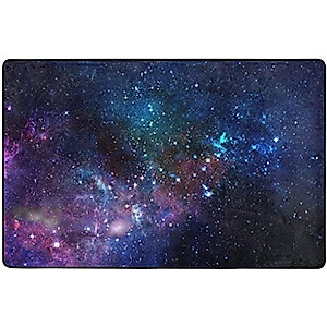 NiYoung Blue Purple Galaxy Kitchen Rug, Bedroom Living Room Kitchen Rug, Doormat Floor Mat Nursery Rugs, Kids Children Play Mat Bath Mat, Throw Rugs Runner Exercise Mat