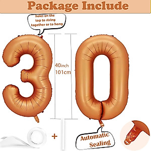 WEIKA 40 Inch Orange Foil Mylar 30 Number Balloon | 30th Birthday Decorations for Girls And Boys | 30 Birthday Balloon for Girls And Boys | 30th Anniversary Decoration | Birthday Party | Wedding