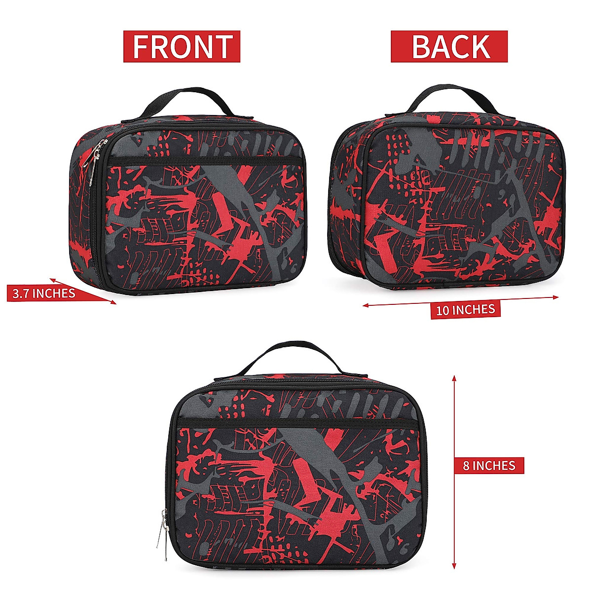 rickyh style Lunch Box with Padded Liner, Spacious Insulated Lunch Bag Durable Thermal Lunch Cooler Pack with Strap for Men Women Boys Girls Adults School Sports Beach Picnic Work Camp,2 Pocket