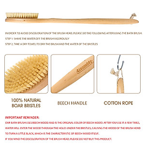 Bath Brush 19.7inch Long Handle Bristle Body Scrubber, Exfoliating Shower Brush Improve Skin's Health Beauty, Back Brush for Men& Women &Elderly