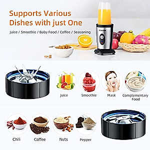 Acezoe 850W Bullet Blender for Shakes and Smoothies, 5 in 1 Personal Blenders for Kitchen, with 6 fins Blade, 2x500ml Portable Bottle, 1 Grinding Cup, for Juice, Protein, Vegatable, Easy to Clean