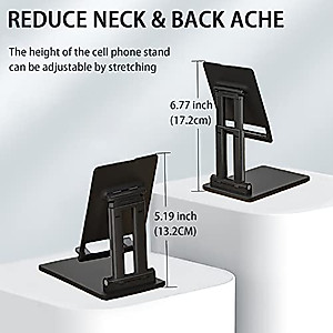 BERITNI Cell Phone Stand, Adjustable Phone Stand for Desk Foldable Cell Phone Holder for Office Desktop Cradle Dock Compatible with iPhone 14 13 12 Pro Max, iPad Mini, All Mobile Phone, Black